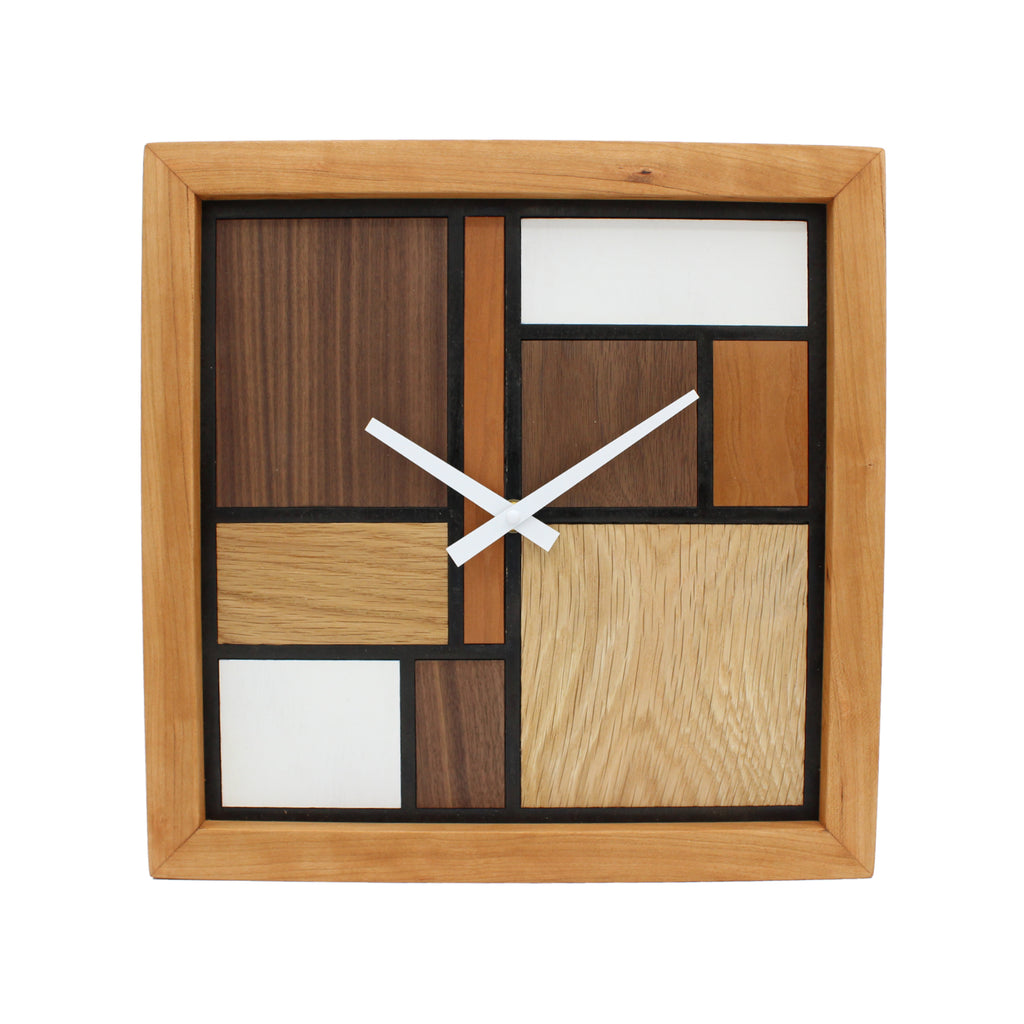 Mondrian, Large Handcrafted Wooden Box Clock – Sabbath-Day Woods