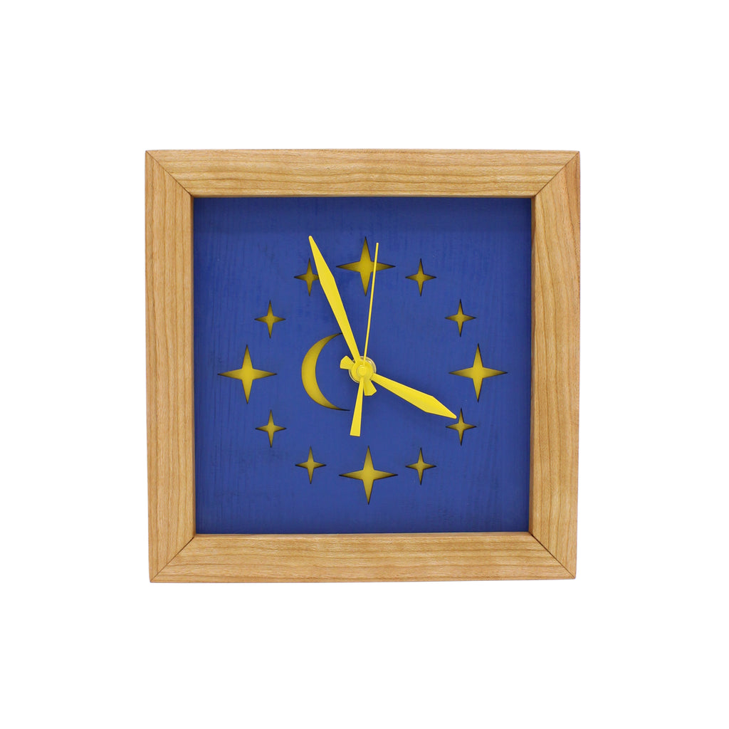 Starry Night, Handcrafted Cherry Wooden Box Clock – Sabbath-Day Woods